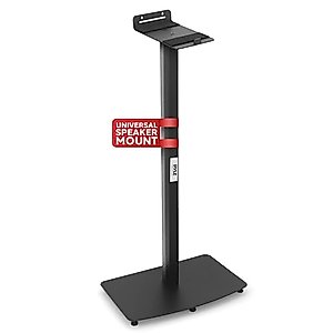 Pyle Sonos Speaker Mount Stand - Reinforced Steel 2nd Gen Play 5 Sonos Speaker Holder w/ 14.3 x 6.5 Inch Speaker Tray, Heavy Duty 14.5” x 9.4” Base, Powder Coat Finish - Pyle PSTNDSON17, Black