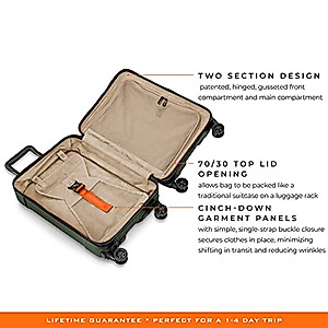 Briggs & Riley Torq Hardside Carry On Luggage with Spinner Wheels 22 inch. USB Charging Port, TSA-Friendly Locks, Easy Access Hinged Front Pocket, Green