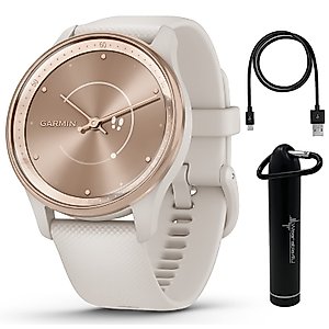 Wearable4U Garmin vivomove Sport, Hybrid Smartwatch, Health Features, Touchscreen, Black Energy Bundle