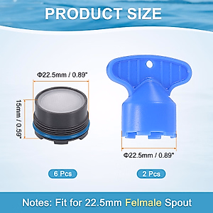 uxcell 6Pcs 22.5mm Cache Faucet Aerator with 2Pcs Removal Wrench Tool, Faucet Replacement Parts, Water Saving Flow Restrictor Set Replacement Parts for Kitchen Bathroom Sink