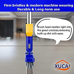 Long Handle Grout Brush for Floor to Wall Grout Line Cleaning,No Knees Floor Scrub Brush with Stiff Bristles for Tile,Shower,Bathroom,Toilet by XUCAI Household Cleaning Supplies-Dreamy Blue