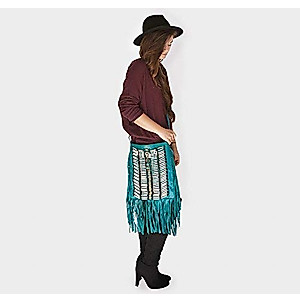 Turquoise Boho Bag | Real Leather | Fringe Purse | Bohemian Bags | Hobo Tote Handbag