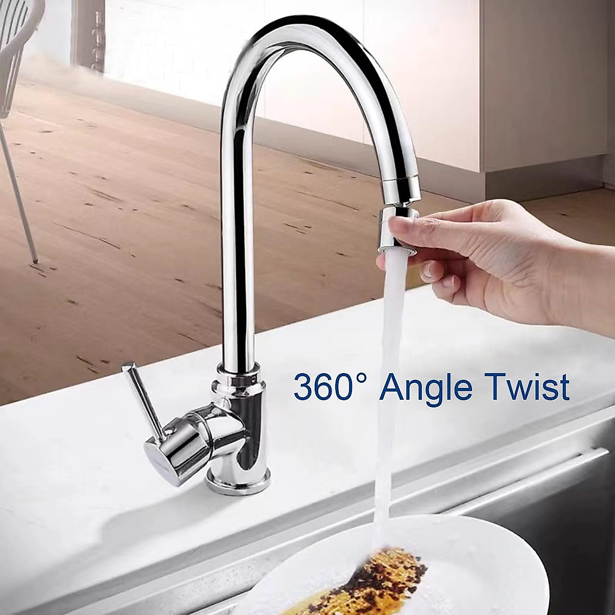 2 Pcs Faucet Aerator, 360° Swivel Kitchen Sink Faucet Aerator, Big Angle Twist, Dual-function 2-Flow Sprayer Faucet Head, Sink Sprayer Attachement, Faucet Replacement Part 55/64'', Chrome