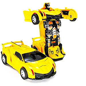 FQDVM Transforming Toy Cars - Robot Car Toy 2 in 1 Deformation Car- Inertia Toy Car Gift for Boys Girls Age 3+(Yellow)