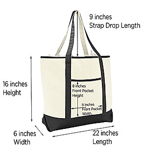 DALIX Monogram Bag Personalized Totes For Women Open Top Black Letter M