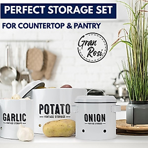 Granrosi Potato Storage For Pantry, Canister Sets for the Kitchen Counter, Onion Storage Containers, Garlic Keeper For Counter, Potato and Onion Storage Bin, Onion Keeper, Potato Bin, Potatoes Storage
