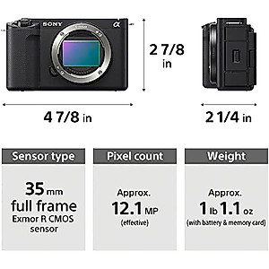Sony Alpha ZV-E1 Full-Frame Vlog Mirrorless Lens Camera (Black) (ILCZVE1/B) + Case + 64GB Card + Card Reader + Flex Tripod + Memory Wallet + Cleaning Kit (Renewed)