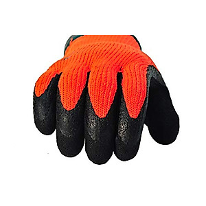 G & F 1528L GripMaster Cold Weather Outdoor Work Gloves, Winter Driving Gloves, Micro-Foam Latex Double Coated, heavy Duty, Large, 1 Pair, Orange