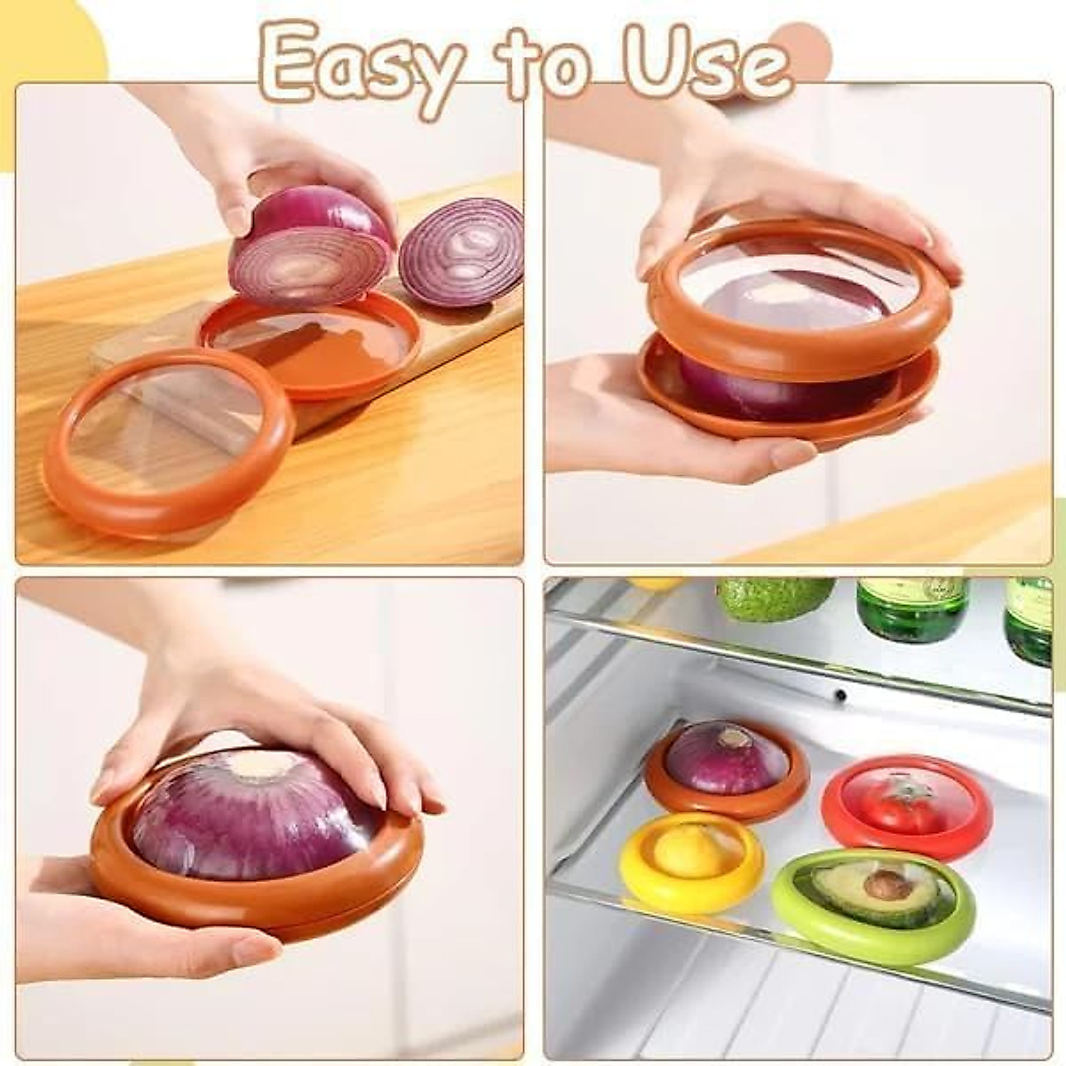 Silicone Wraps For Food,Silicone Fruit Storage Box, Fruit and Vegetable Anti-Oxidation Storage Box, Silicone Fruit Storage Containers For Fridge, Reusable Food Saver for Avocado Tomato Onion Lemon