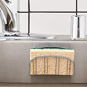Spectrum Diversified Contempo Sink Sleek Soap & Sponge Kitchen Sink & Shower, Modern Kitchen & Bathroom Organizer, Sponge Holder with Suction Cups, 1 EA, Chrome