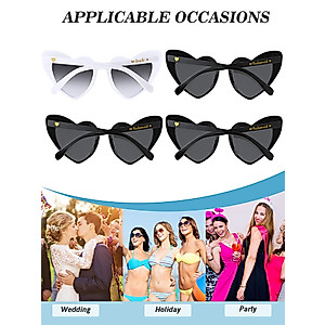 Weewooday 10 Pairs Heart Shaped Sunglasses Bachelorette Bridesmaid Sunglasses for Women Men Wedding Valentine Party(Black, White)