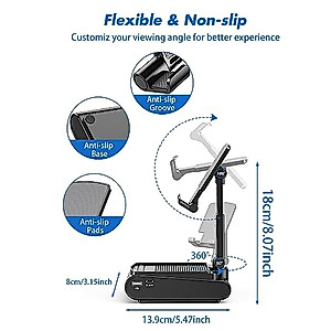 Gifts for Men or Women, Cell Phone Stand with Wireless Bluetooth Speaker, Adjustable Non-Slip Portable Tablet Holder, Desktop Cool Tech Gadgets for Mens Boys, Unique Birthday Gift Ideas for Mom Dad