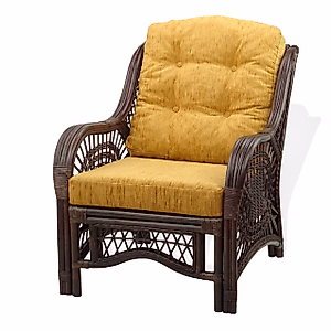 Malibu Lounge Living Accent Armchair Natural Rattan Wicker Handmade Design with Cushion