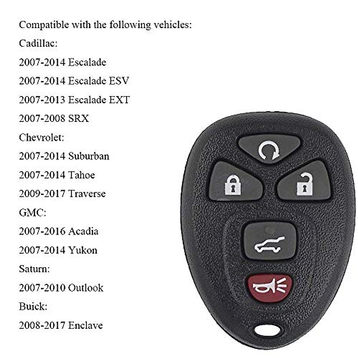 BESTHA Key Fob Keyless Entry Remote OUC60270 OUC60221 15913415 for Chevrolet Suburban Tahoe Traverse GMC Acadia Yukon Saturn Outlook Cadillac Escalade SRX Buick Enclave