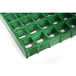 Fibergrate Corvex grating, Green, Grit-Top, 1-1/2 thick, 4' wide, 8' long, 1-1/2 x 1-1/2 Openings