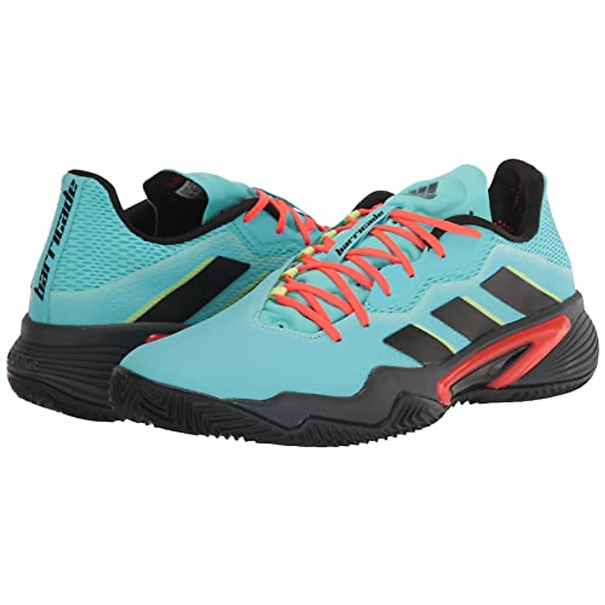 adidas Men's Barricade Clay Tennis Shoe, Pulse Aqua/Black/Pulse Lime, 12