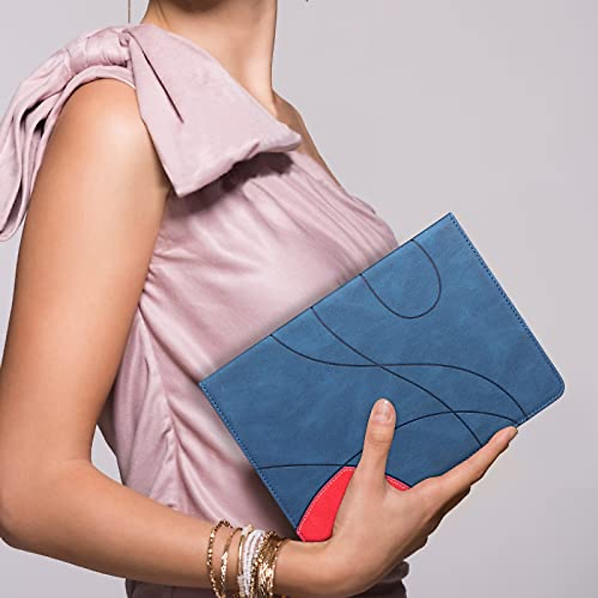 Blllue Case for iPad Mini 6 6th Gen, Multi-Angle Viewing PU Leather Tablet Cover for iPad Mini 6 8.3 Inch 2021 (Blue)