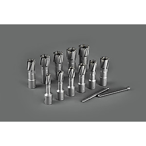 Annular Cutter Set Carbide TCT 13 pcs JESTUOUS 3/4 Inch Weldon Shank 1-3/8 Cutting Depth and Cutting Diameter from 1/2 to 1-1/8 Two Flat Bit for Drill Press with 2 Pilot Pins