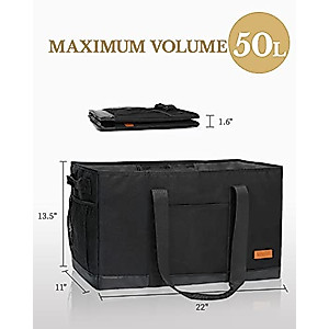 WONDAY Large Stand Up Utility Tote Bag, Reusable Grocery Bags Foldable with Waterproof Bottom, Extra Large Tote Bag with Handles and Pockets for Grocery Stores, Picnics, Beaches, Camping