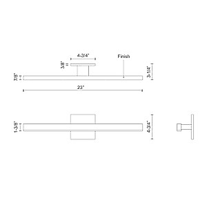 Kuzco Lighting Vega - 16W LED Bath Vanity-1.38 Inches Tall and 23 Inches Wide-Brushed Nickel Finish
