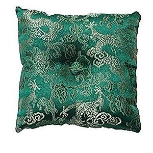 Tibetan Satin Singing Bowl Cushion (Green)