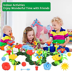 Toys for 3-7 Years Old Girls,Flower Garden Building Toys with Fairy Garden Miniatures,Building A Garden Toy Set for Toddlers,Preschool Educational Playset,Birthday Gifts Kids