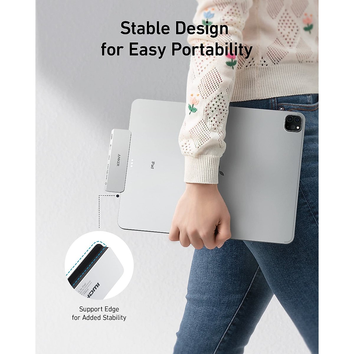 Anker USB-C Hub for USB-C iPad, 541 USB-C Hub (6-in-1) with 4K HDMI Port, Multi-Function USB-C Port, SD and microSD Card Slots, for iPad Pro 5th Gen/iPad Air 5th Gen/iPad Mini 6th and Later (Silver)