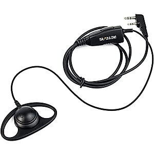 Retevis 2 Way Radio Earpiece with Mic 2 Pin D-Type Walkie Talkie Earpiece Compatible with Baofeng 888S UV-5R UV-82 H-777 RT21 RT22 Two Way Radios (1 Pack)