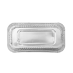 Restaurantware Foil Lux 12.5 x 6.5 Inch Loaf Foil Pans 25 Oven-Ready Foil Trays Lids Sold Separately 1/3 Third-Size 5 LB Silver Aluminum Disposable Baking Pans Freezable
