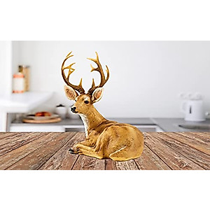 SHUIANGRAN Crouching Resin Deer Animal Decoration Resin Statue Outdoor Deer Statue Lawn Decoration Garden Animal Outdoor Decoration Garden Statue
