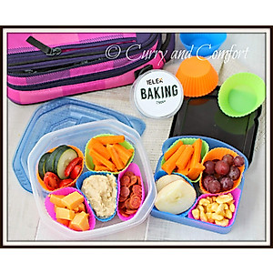 Silicone Cupcake Liners Baking Cups Non-Stick Jumbo Reusable Muffin Molds Bento Bundle Lunch Box Dividers (30-Pack)