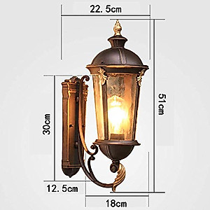 UWY Outdoor Waterproof Garden Wall Light Patio Wall Lamp Outside European Victorian Style Garden Lights Hallway Wall Lantern Ideas Home Glass Lantern E27 Brown