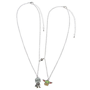 Star Wars The Mandalorian Mando and Grogu Baby Grogu Best Friends Necklace Set