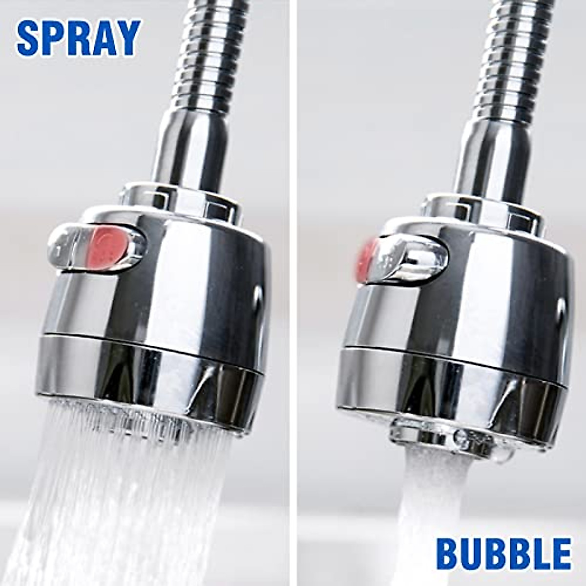 Kitchen Faucet Extender Movable 360° Rotatable Anti-Splash Water Saving Faucet Aerator, 2 Modes Adjustable Sink Sprayer, Kitchen Faucet Head Replacement, Bathroom Faucet, Polished Chrome