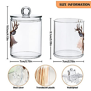 4 Pack Qtip Dispenser Apothecary Jars Bathroom Organizer, Deer Antlers Qtip Holder Storage Canister Plastic Acrylic Jar for Cotton Ball/Swab/Rounds