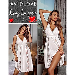 Avidlove Babydoll Lingerie for Women Sexy Long Nightgowns Sleep Dress Sleeveless Bridal Nighty White, XXL