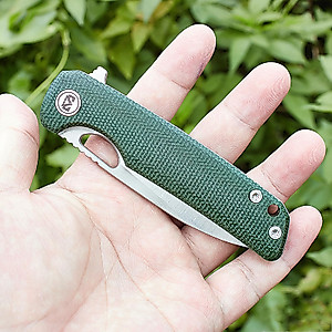 Miguron Knives M Galaty Folding Knife,3.25" 14C28N Satin Blade Green Micarta Handle, Outdoor Pocket Knife MGR-818MGN