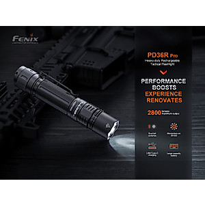 Fenix PD36R Pro 2800 Lumen USB Rechargeable LED Tactical Flashlight with EdisonBright Charging Cable Carry case Bundle