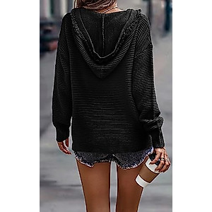 PRETTYGARDEN Women's 2024 Fall Pullover V Neck Knitted Sweater Casual Long Sleeve Jumper Top (Black, Large)