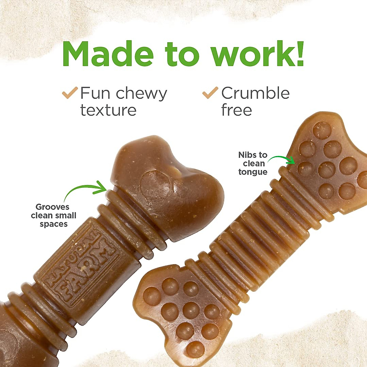 Natural Farm All-Natural Dog Dental Chew, Dog Teeth Cleaning Treats - Fresh Breath, Fight Plaque & Tartar - Canine Mess-Free Oral Care, Teeth Cleaning Chews for Dogs 5-15 Lbs (66 Counts)