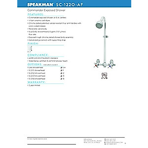 Speakman SC-1220-AF Commander Vandal Resistant Industrial Exposed Shower with Cross Handles – 2 Handle Shower Faucet with Hot & Cold Water Indexing, Polished Chrome