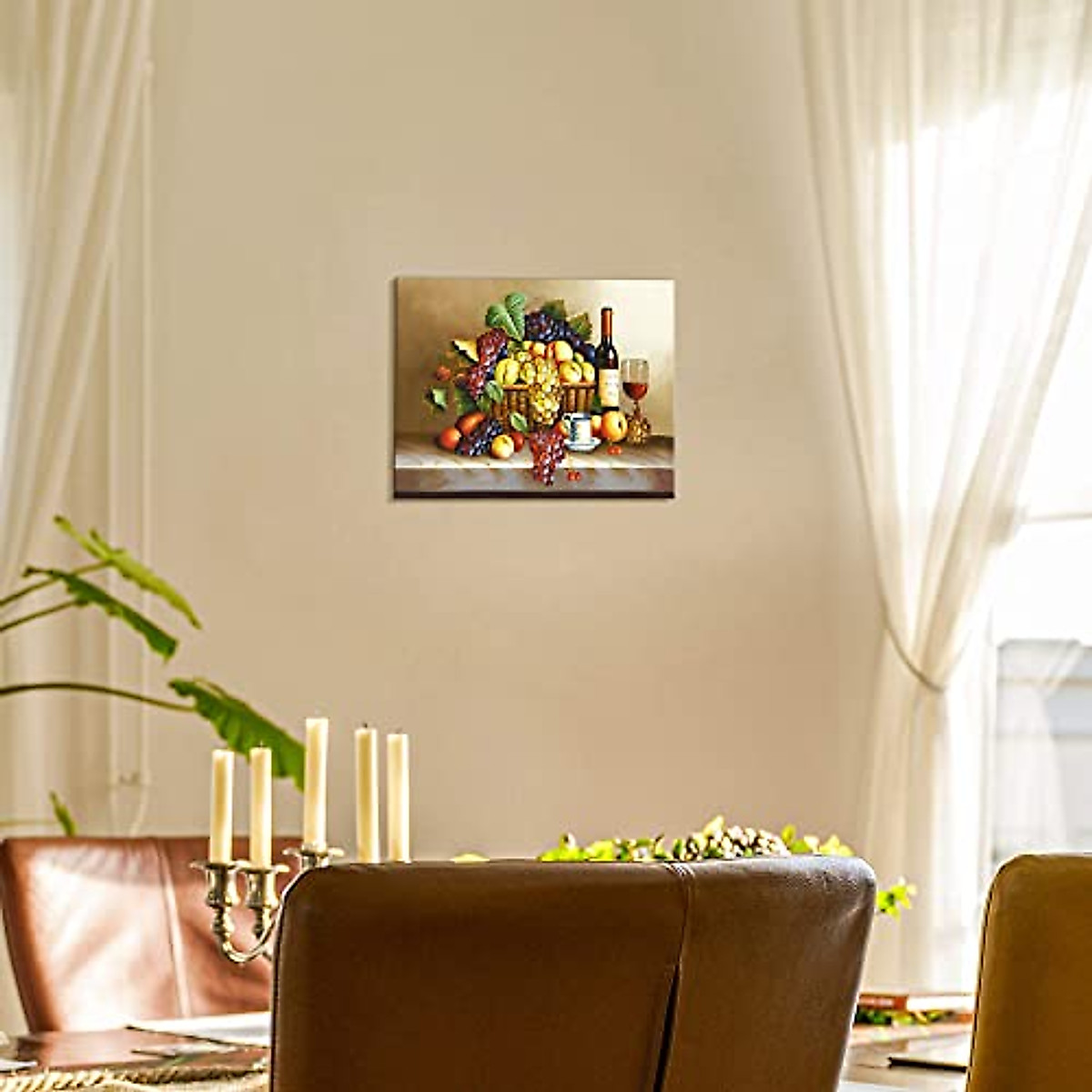 SunFlax Kitchen Fruit Canvas Wall Art: Red Grape Wine Picture Vintage Food Oil Painting Contemporary Abstract Artwork Artistic Giclee Print for Modern Dining Room Restaurant Bedroom