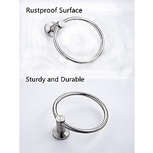 Towel Ring Brushed Nickel, Bath Hand Towel Ring Stainless Steel Round Towel Holder for Bathroom