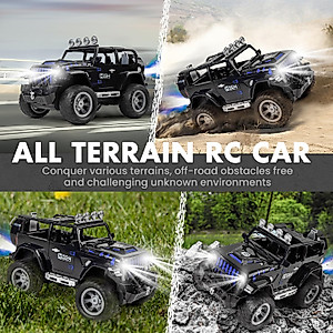 FUUY Remote Control Jeep Car for Boys with Spray & Music, RC Jeep Car Toys with Spade & 2 Batteries for 50Min Play, RC Cars for Kids Gifts Age 6+