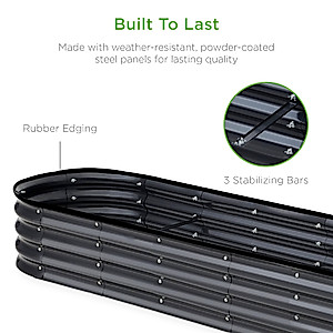 Best Choice Products 8x2x1ft Outdoor Metal Raised Garden Bed, Oval Deep Root Planter Box for Vegetables, Flowers, Herbs, and Succulents w/ 108 Gallon Capacity - Charcoal