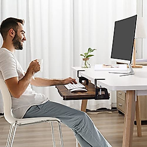 ETHU Keyboard Tray Under Desk, 26.77" X 11.81" Large Size Keyboard Tray with C Clamp-on Mount Easy to Install, Computer Keyboard Stand, Ergonomic Keyboard Tray for Home and Office