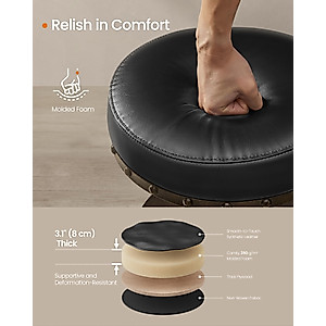 SONGMICS HOME Bar Stools, Set of 2, Steampunk Counter Stool for Kitchen, Adjustable Height and Swivel Padded Seat, Workbench Stool, 16.5 x 19.3 x 24.6-29.3 Inches, Ink Black ULJB096B01