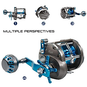 Burning Shark Trolling Reel Saltwater Level Wind Reels, Drag Reels Boat Fishing Ocean Fishing for Sea Bass Grouper Salmon-SHA40