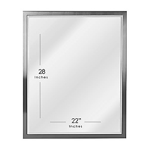 Head West Stainless Steel Frame Brushed Nickel Bathroom Mirror - Beveled Edge Vanity Mirror for Wall and Living Room Decor - Equipped with Z-Bar Bracket for Vertical & Horizontal Mounting - 24" x 30"