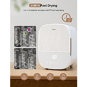 MOMSSY 4-in-1 UV Cleaner and Dryer for Baby Bottles, 18L Bottle Cleaner and Dryer with Touch Control & Auto-Off Safety for Cup/Toothbrush/Beauty Tools/Tableware/Pacifier